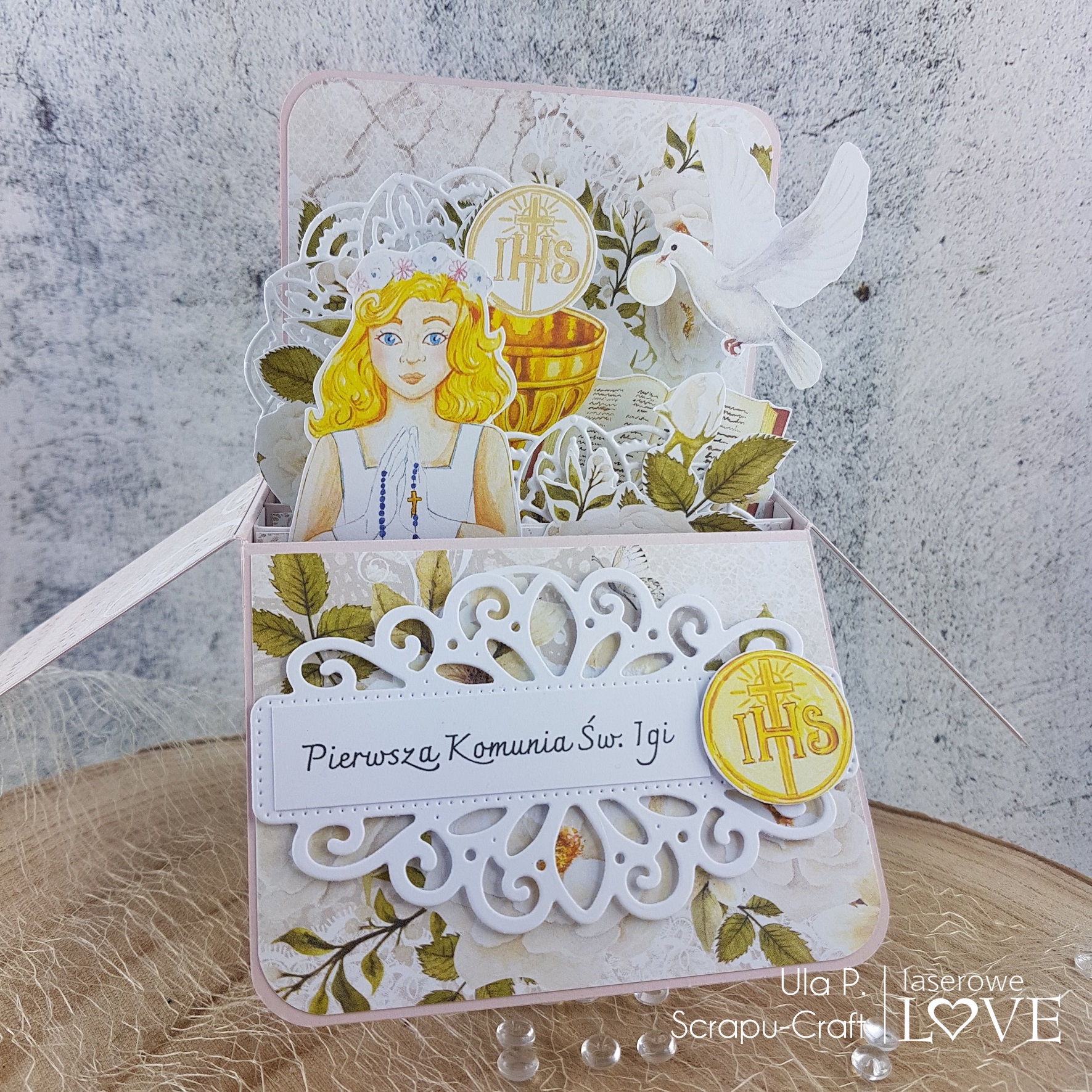 Laserowe LOVE: Kartka Pop Up na Pierwszą Komunię Świętą Pop Up card for ...