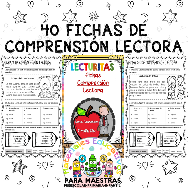 40 Fichas de Comprensión Lectora | Materiales Educativos para Maestras