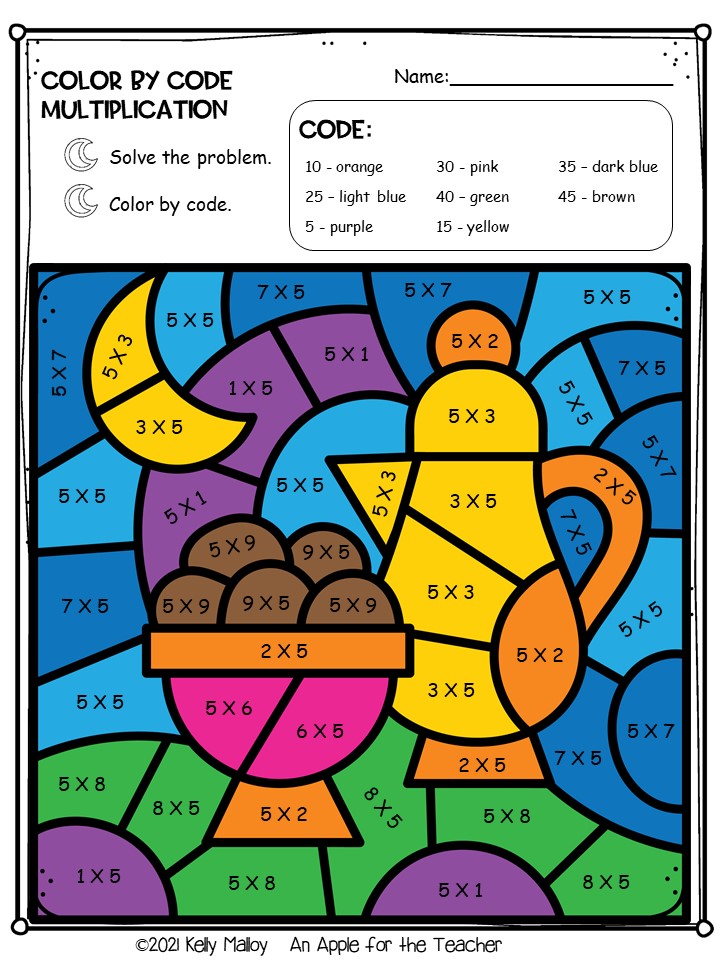 An Apple For The Teacher: Ramadan Color By Number Math Facts Practice ...