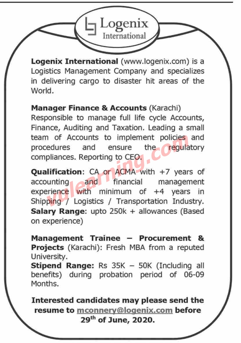 Logenix International Jobs 2020
