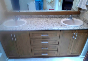 Ebanisteriasammy: Vanity en madera mapple doble bowl con tope de granito