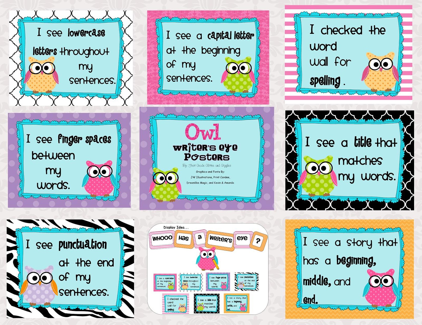 First Grade Glitter and Giggles: Whoooo Has a Writer's Eye?...