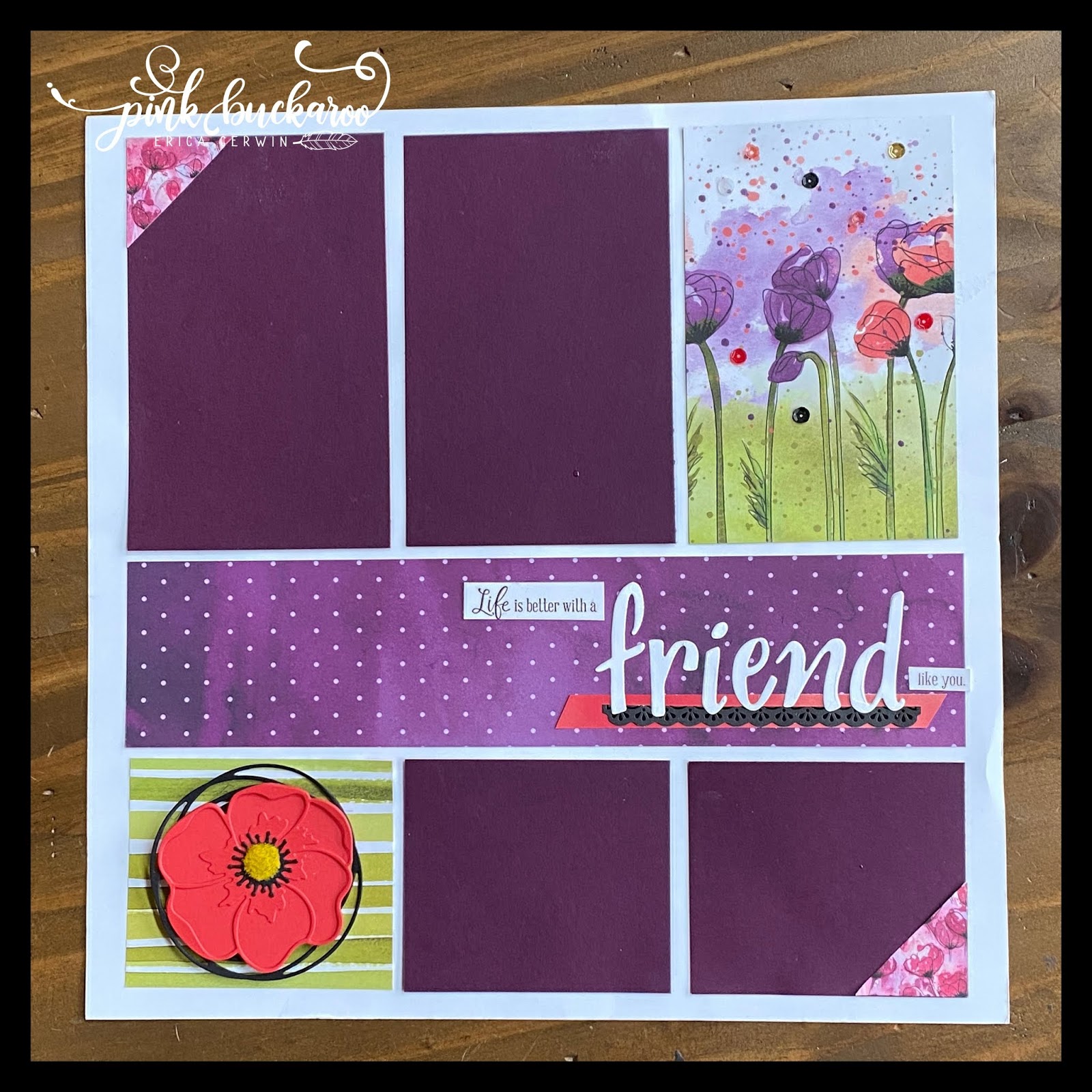 Peaceful Poppies Scrapbook Page - Pink Buckaroo Designs