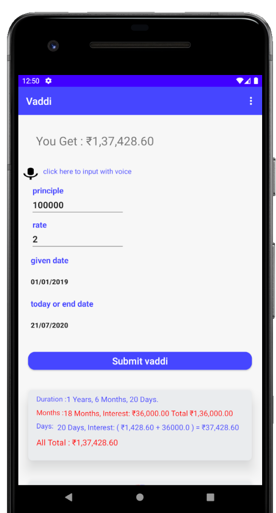 Hyderabad People: vaddi - interest calculate