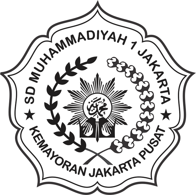 Desain Logo SD Muhammadiyah 1 Jakarta Hitam Putih