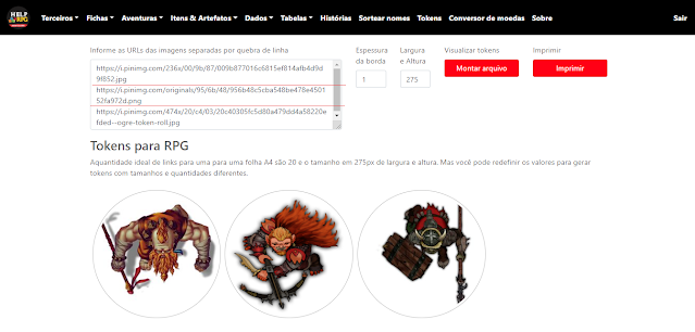 Gerador de Tokens para RPG | Help RPG