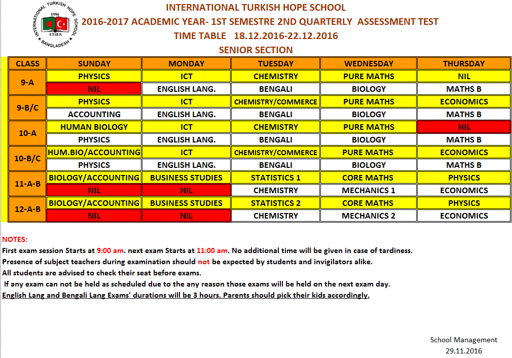 Int'l Hope School Bangladesh Uttara Senior Section: 2nd Assessment Test ...