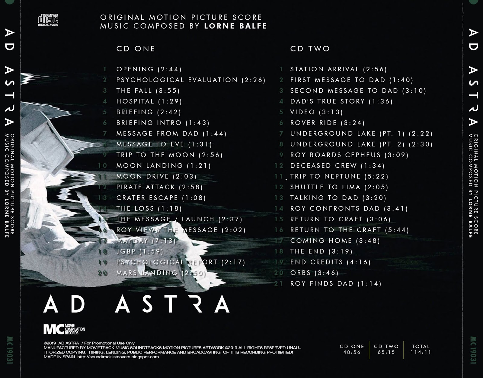 Soundtrack List Covers: Ad Astra Complete (Lorne Balfe)
