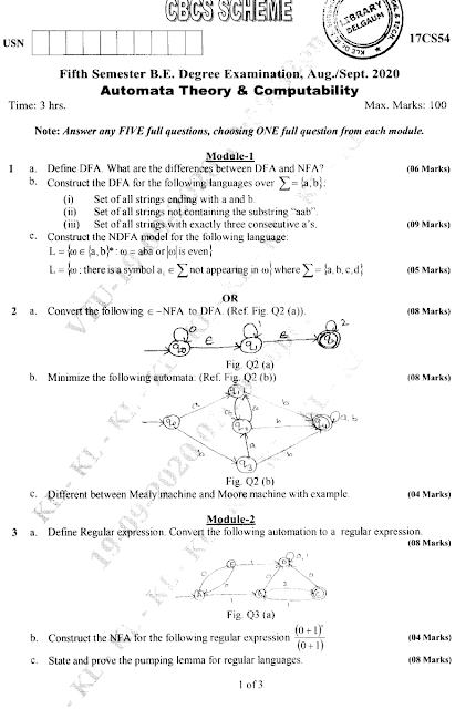 Visvesvaraya Technological University B.E. COMPUTER SCIENCE (CBCS) Fifth Semester 17CS54 ...