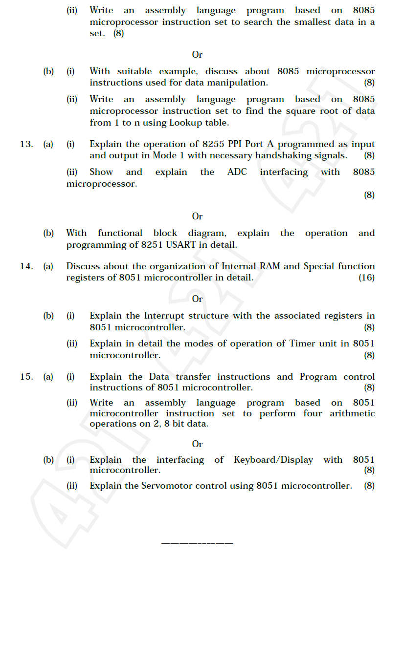 EE2354 Microprocessors and Microcontrollers April May 2011 Question ...