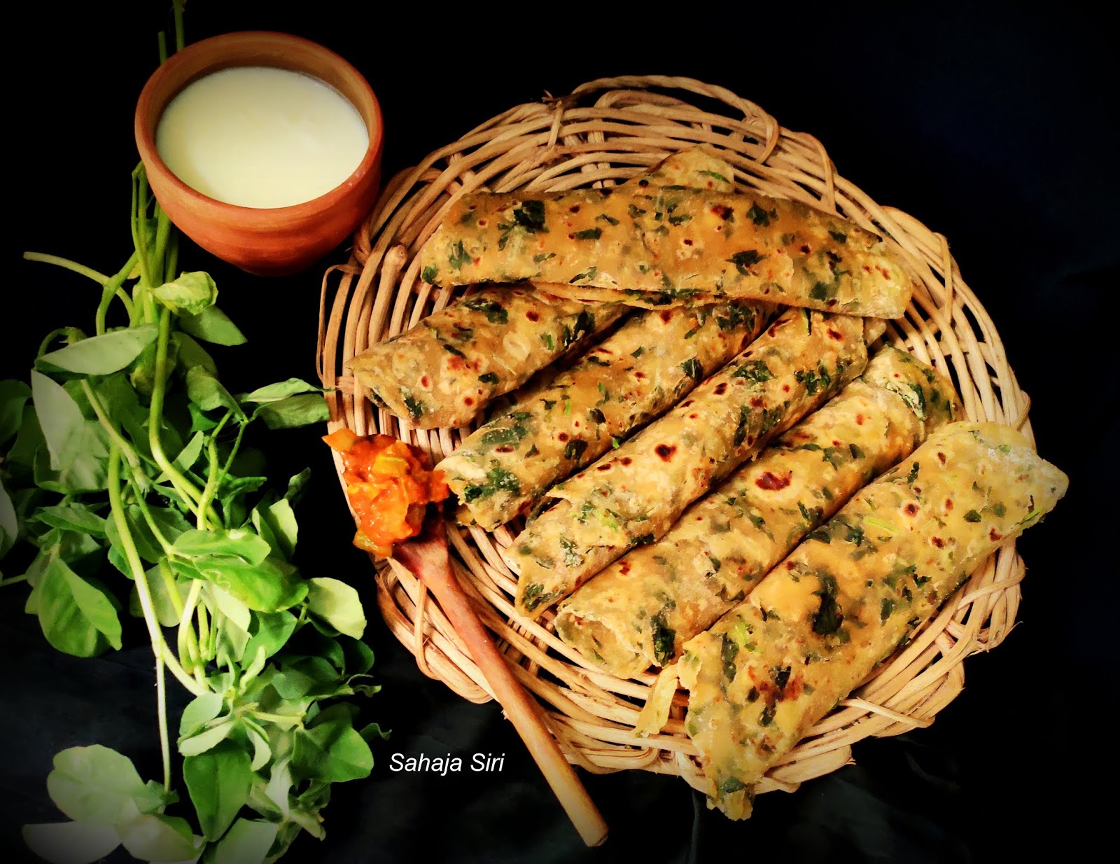 Methi Tepla/ Fenugreek leaves wheat spicy roti