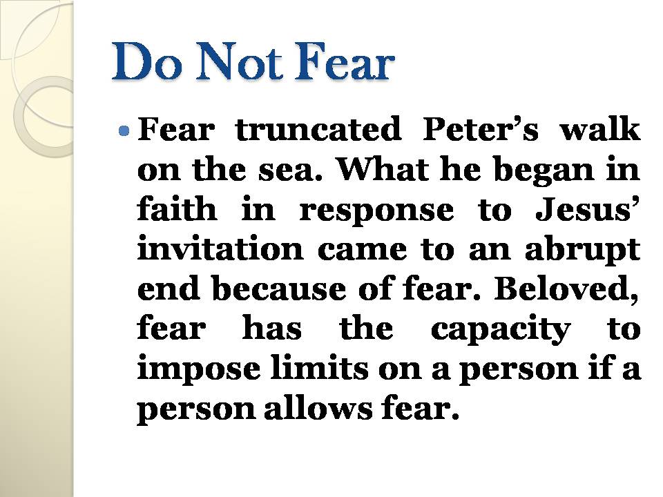 Dare to Succeed: Do Not Fear