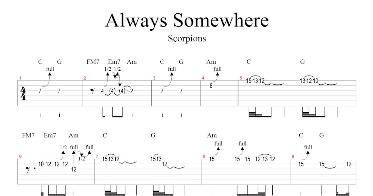 scorpions - always somewhere (tab) score
