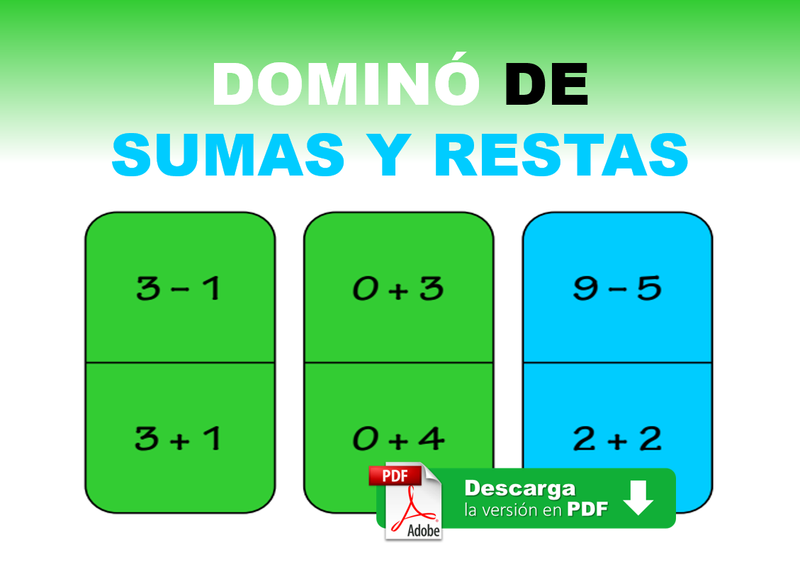 Dominó de sumas y restas - Materiales para Primaria