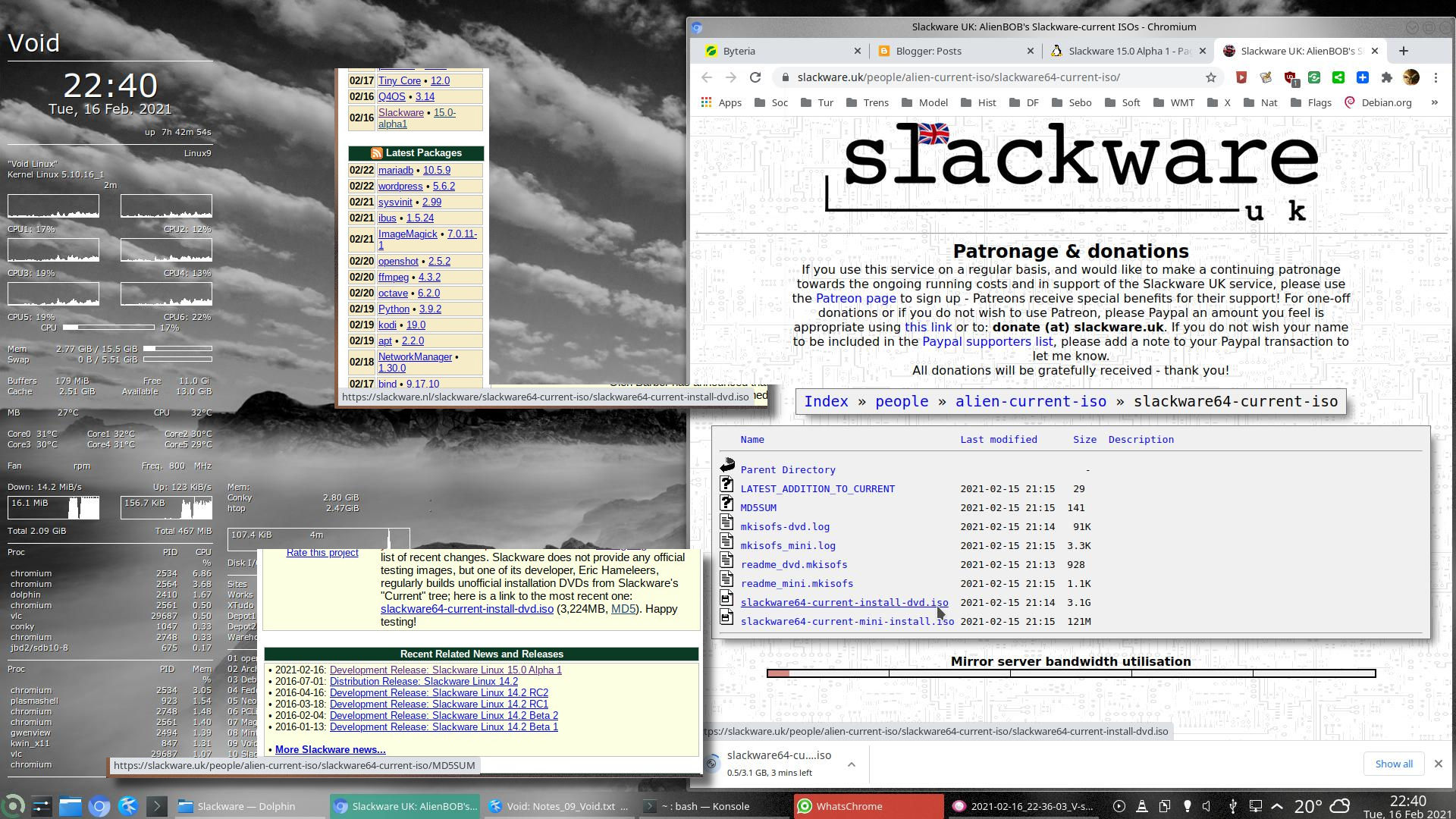 Byteria: Slackware 15.0 KDE