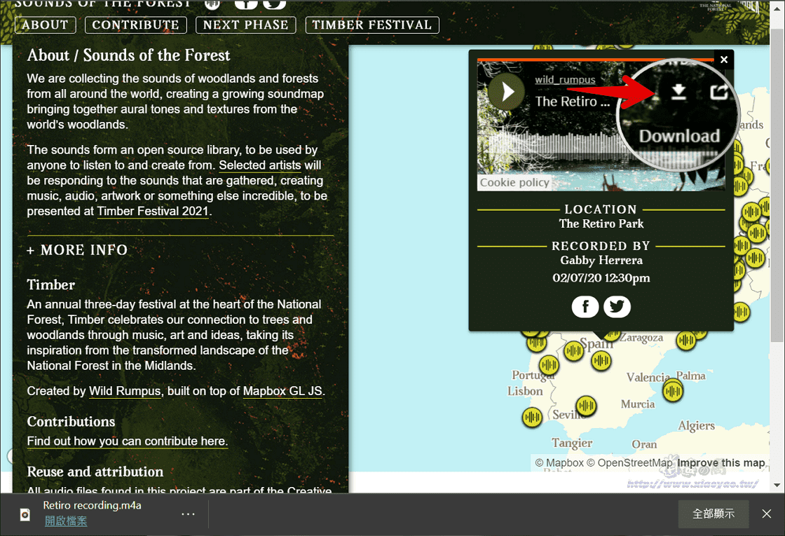 Sounds of the Forest 線上聆聽世界各地的森林聲音，可下載音訊檔做為創作素材
