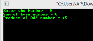 Write a program to print the sum of even position & product of odd ...