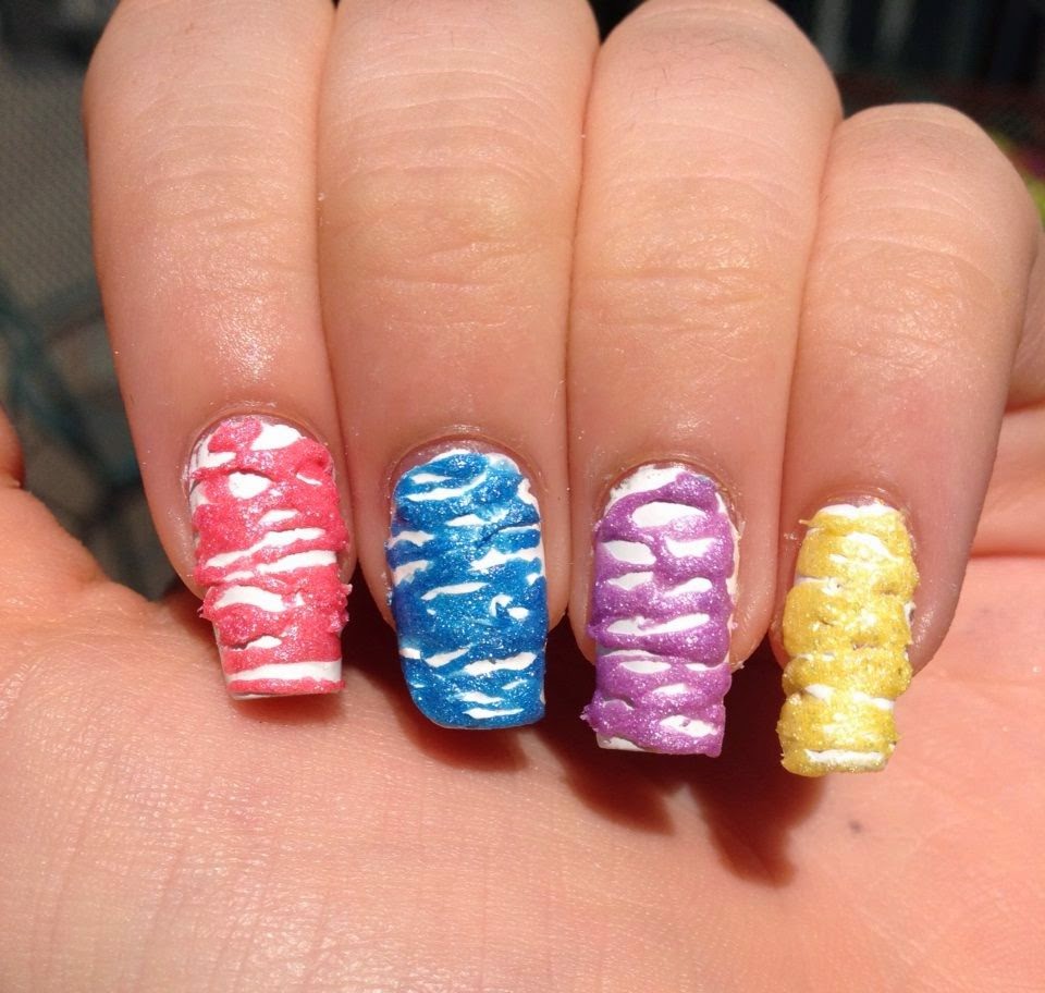 By My Fingertips: Nail Art Experimenting..Textured Sugar Spun Nails