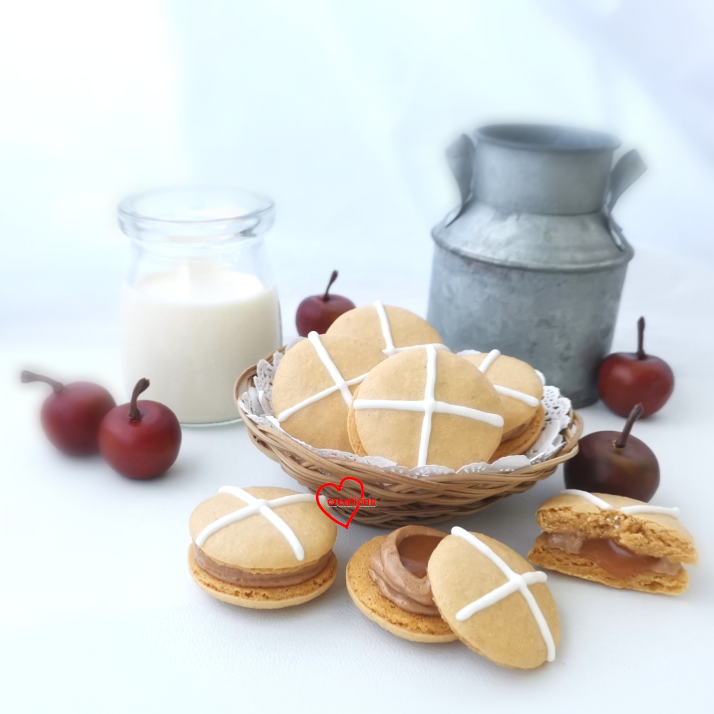 Loving Creations for You: Hot-Cross Bun Salted Caramel Macarons (Low ...