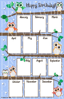 Johnson Creations: Owl Birthday Chart