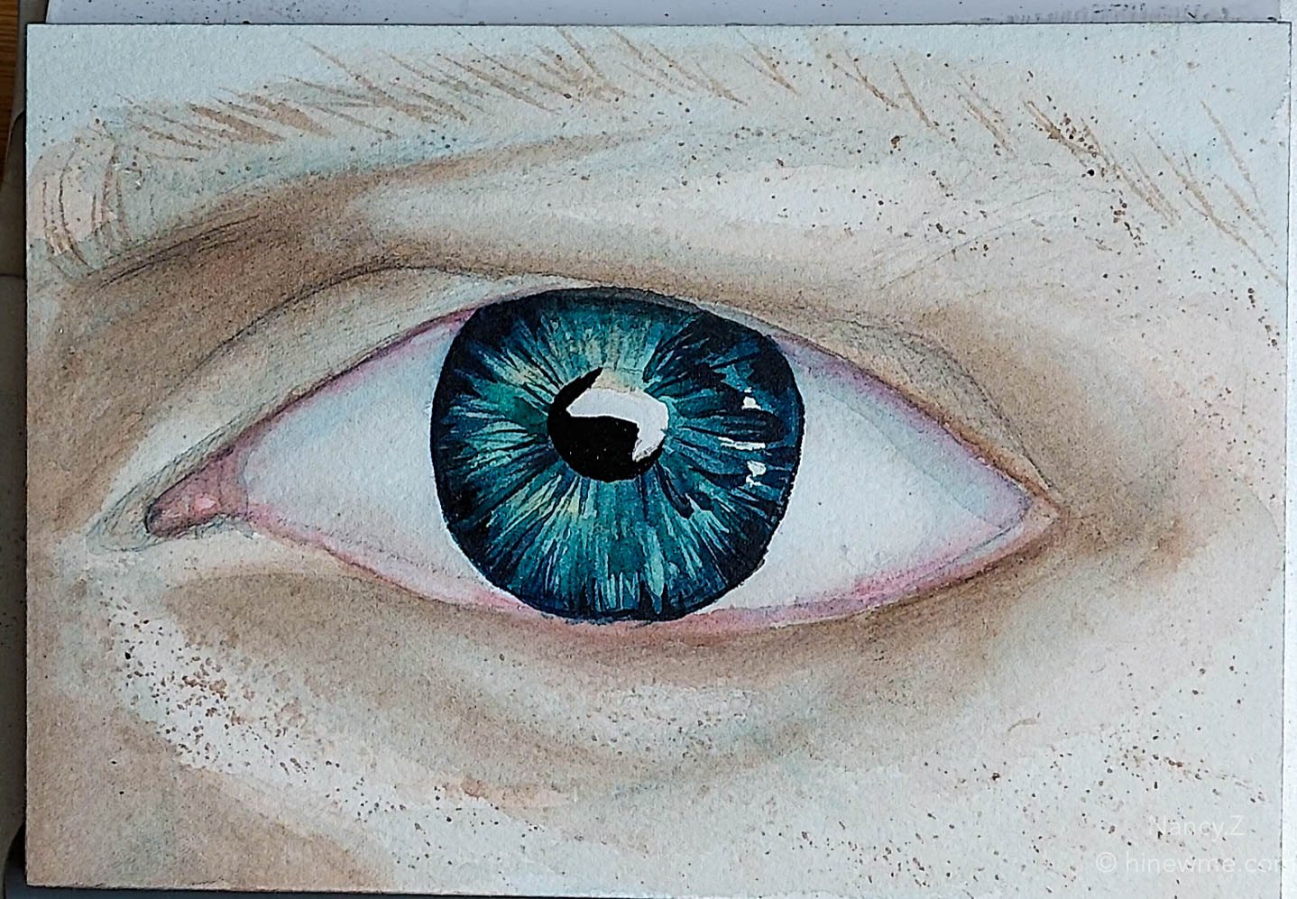 How to draw an eye with blue pupil step by step for beginners, come to ...