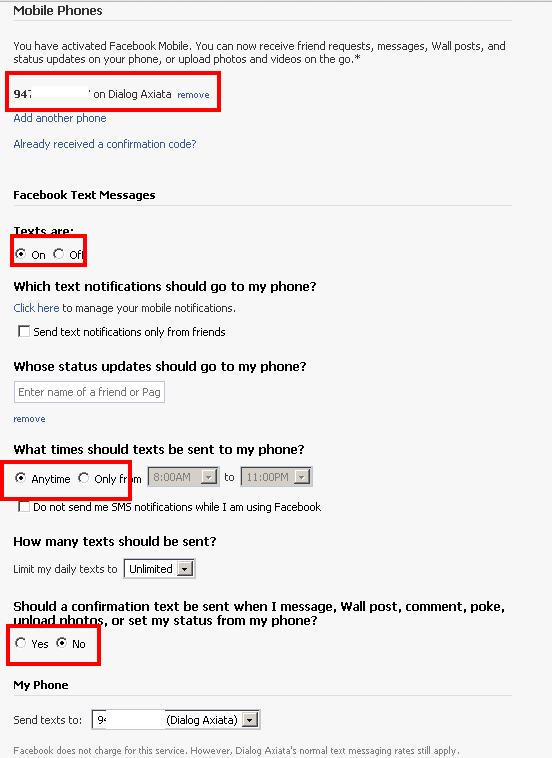 How to add Mobile Phone to our FaceBook Profile