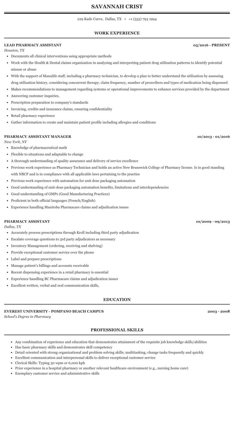 Associate Pharmacist Resume ~ Resume Letter