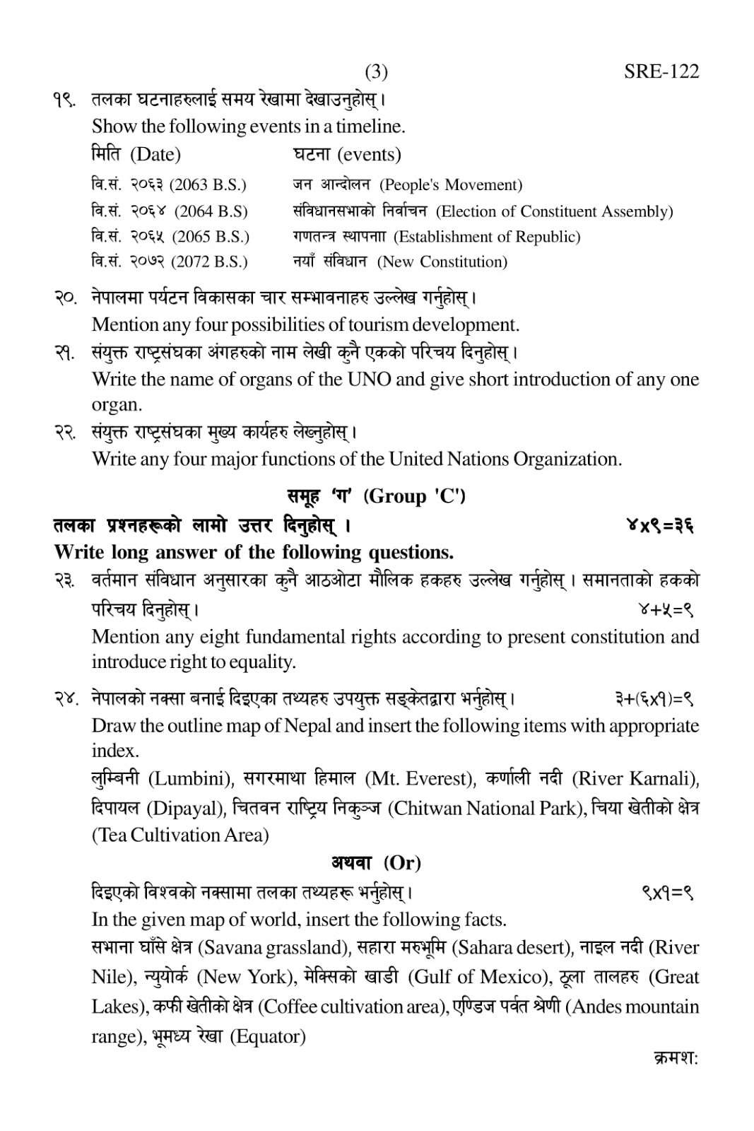 SEE Compulsory Social Studies Supplementary Examination Question Paper ...