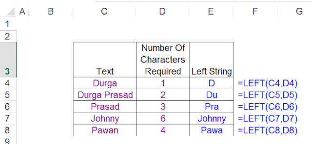 How to use "LEFT" Function in Excel