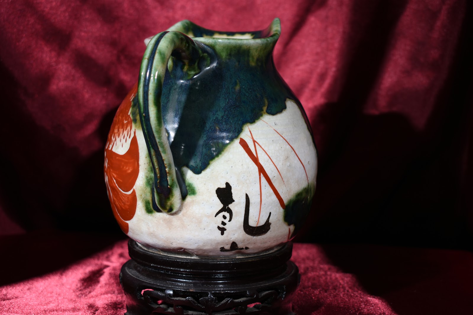 Antique Japanese Oribe Pottery Ogata Kenzan Pitcher