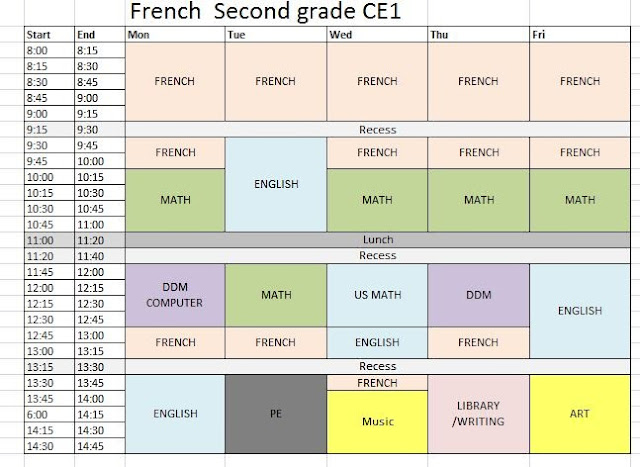 ISA French 2nd Grade: SCHEDULE