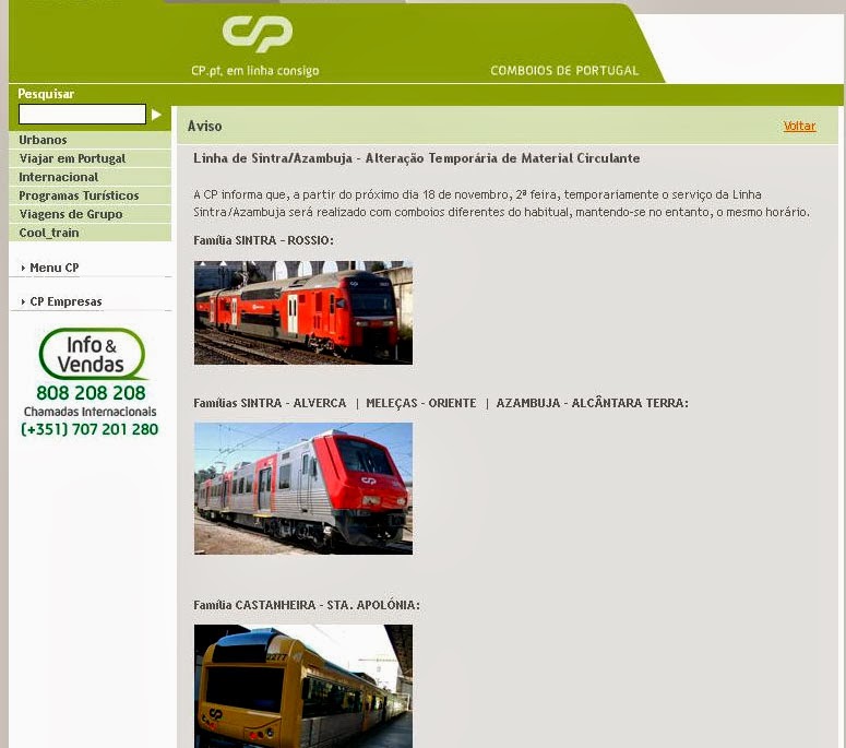 Linha de Sintra/Azambuja - Alteração Temporária de Material Circulante ...
