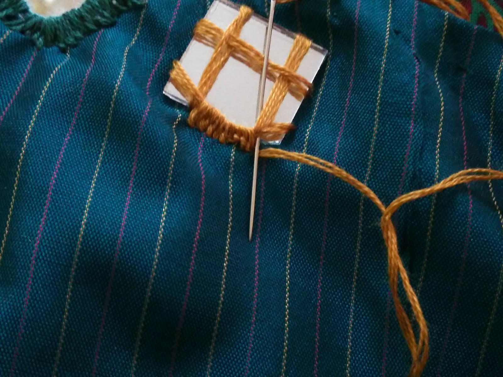 Samsrisht Embroidery: Square Mirror Work