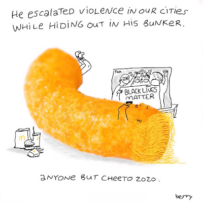 berry cartoons: Trump Cheeto Bunker Cartoon