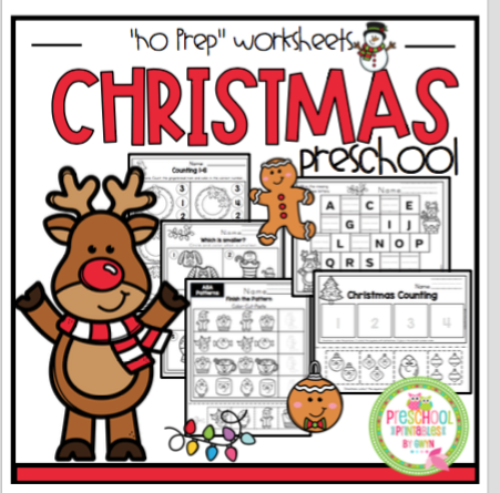 Christmas Worksheets "No Prep" ~ Preschool Printables