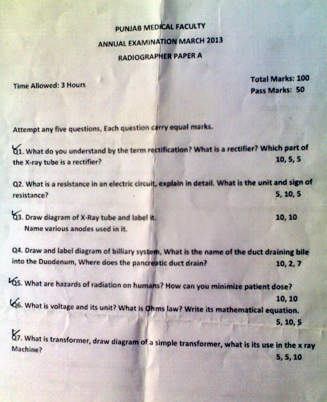 Desire Pk: Punjab Medical Faculty Lahore Radiographer Past Paper Annual ...