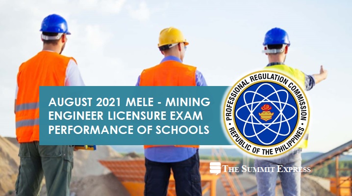 PERFORMANCE OF SCHOOLS: August 2021 Mining Engineer licensure exam results