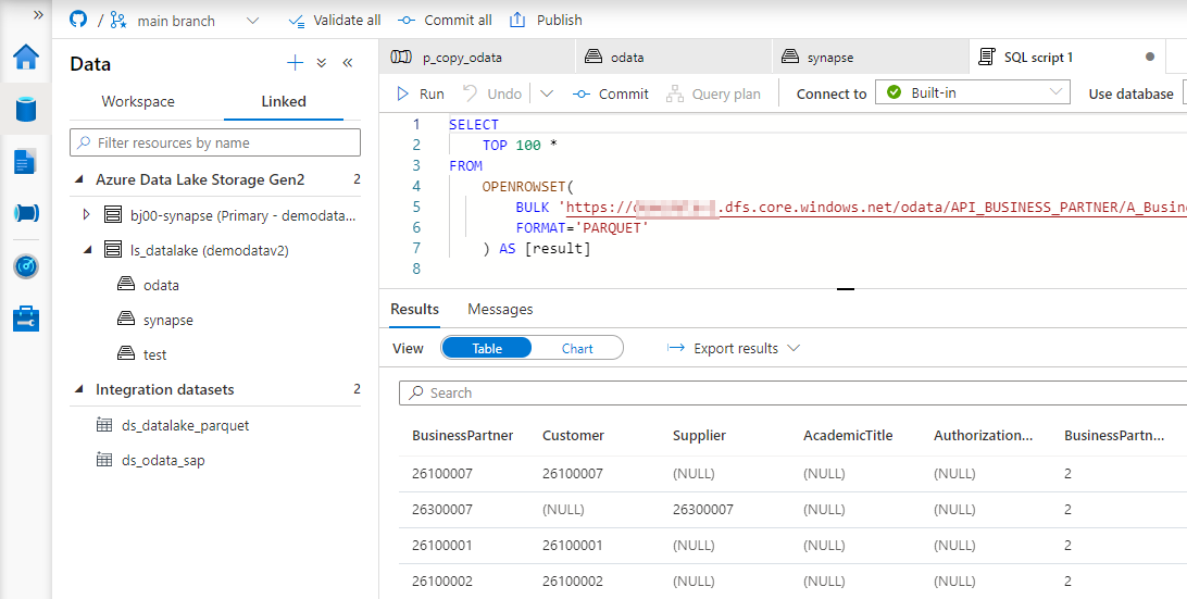 SAP ABAP Central: Azure Synapse Pipelines and OData – Part 2 – All ...