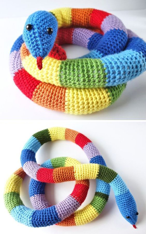 Beautiful Skills - Crochet Knitting Quilting : Crochet Rainbow Snake ...
