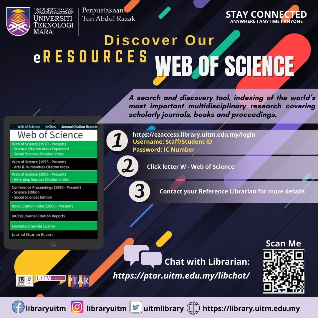 Discover our eResources Web of Science - Perpustakaan UiTM