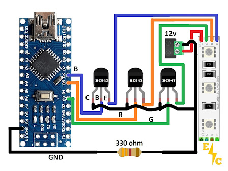 How To Control 12v RGB Led Strip Using Arduino And BC 547 Transistor ...
