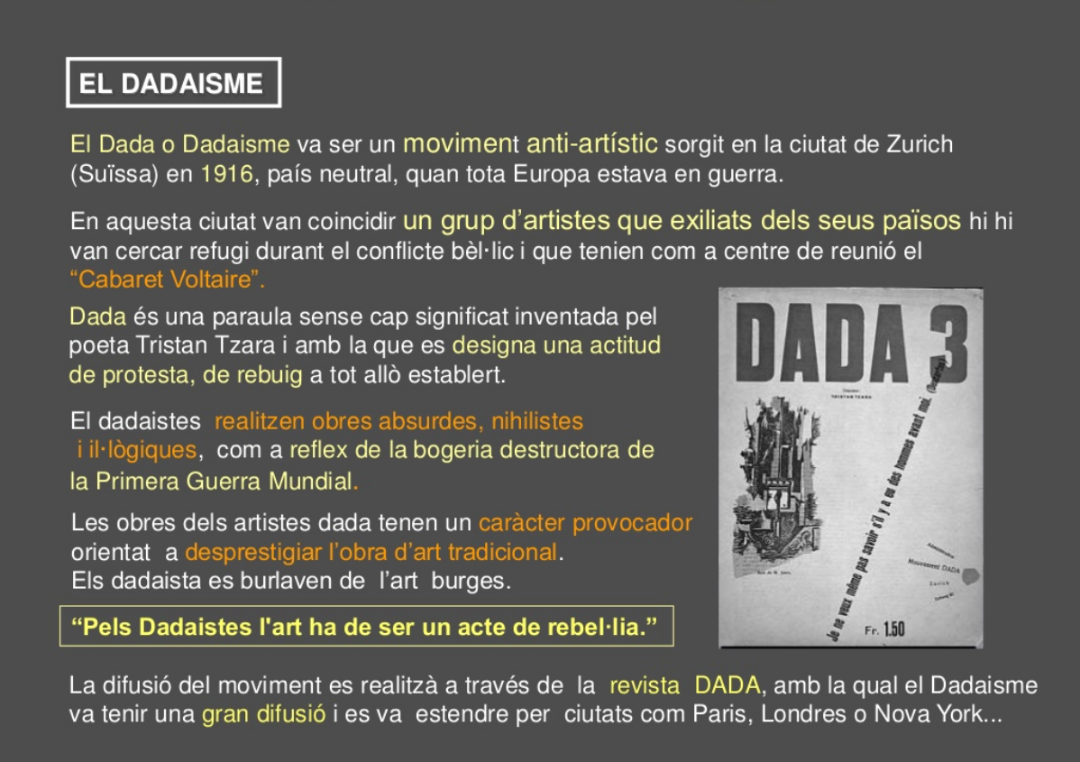 FONAMENTS DE L'ART II: EL DADAISME