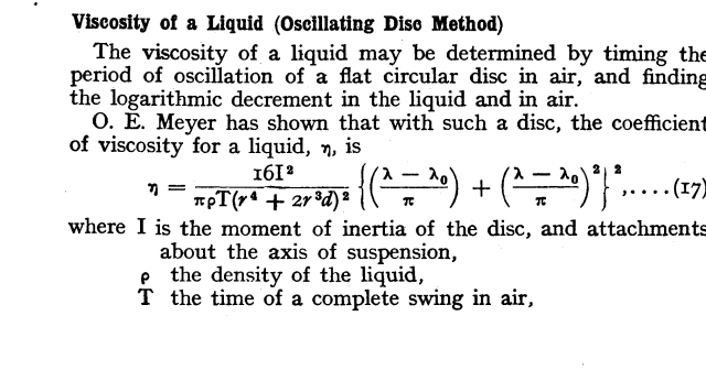 Viscosity Oscillating Disc