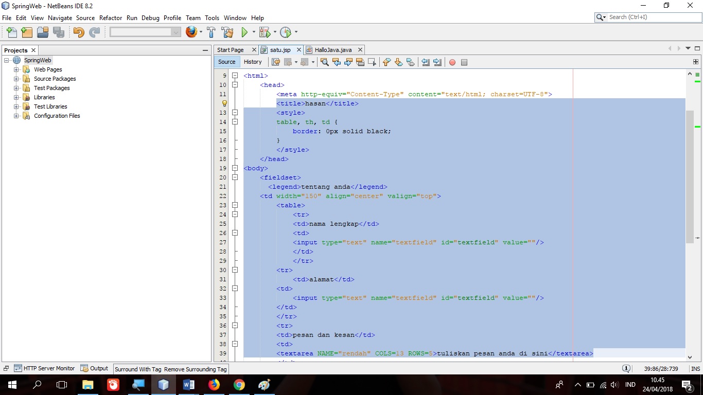 Hasan Ali: CONTOH PAPER FRAMEWORK JSP MEMBUAT FORM FIELDSET DENGAN IDE ...
