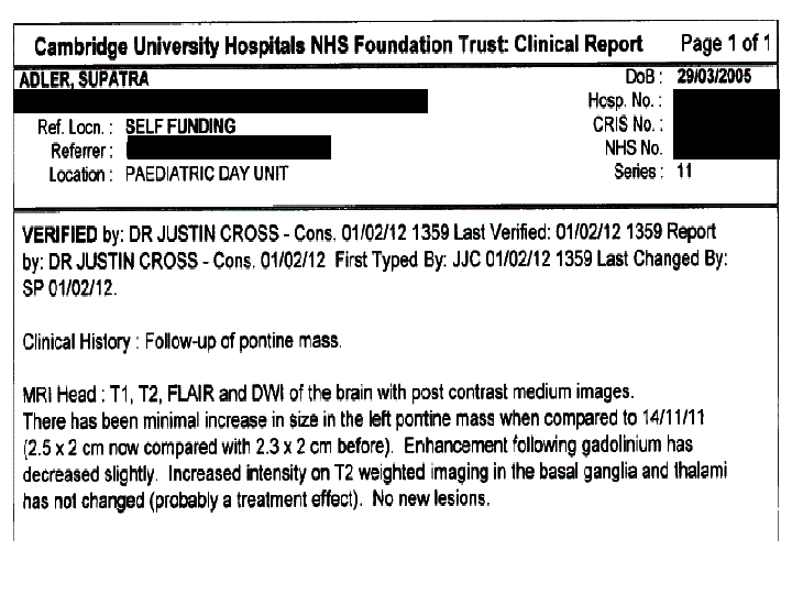 Supatra's Fairy Fund: NHS MRI Report has Arrived!