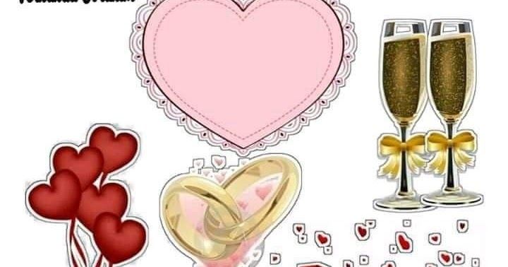 Pareja con Corazón Rosa y Copas: Toppers para Tartas, Bizcochos o ...