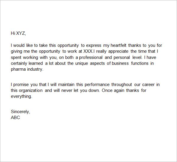 Thank You Boss Letter - Formal Letter