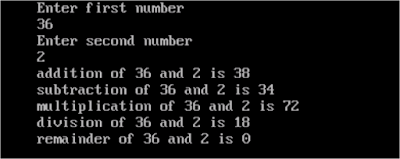 c program to add,subtract,multiply,divide,find remainder