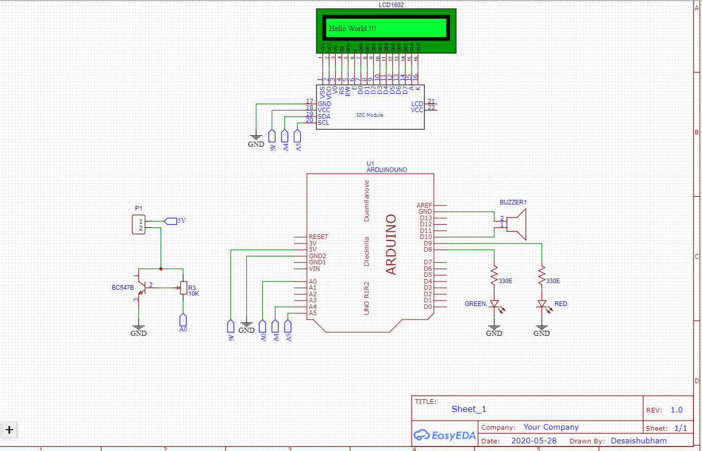 Refer above circuit diagram to make proper connections on the Breadboard.