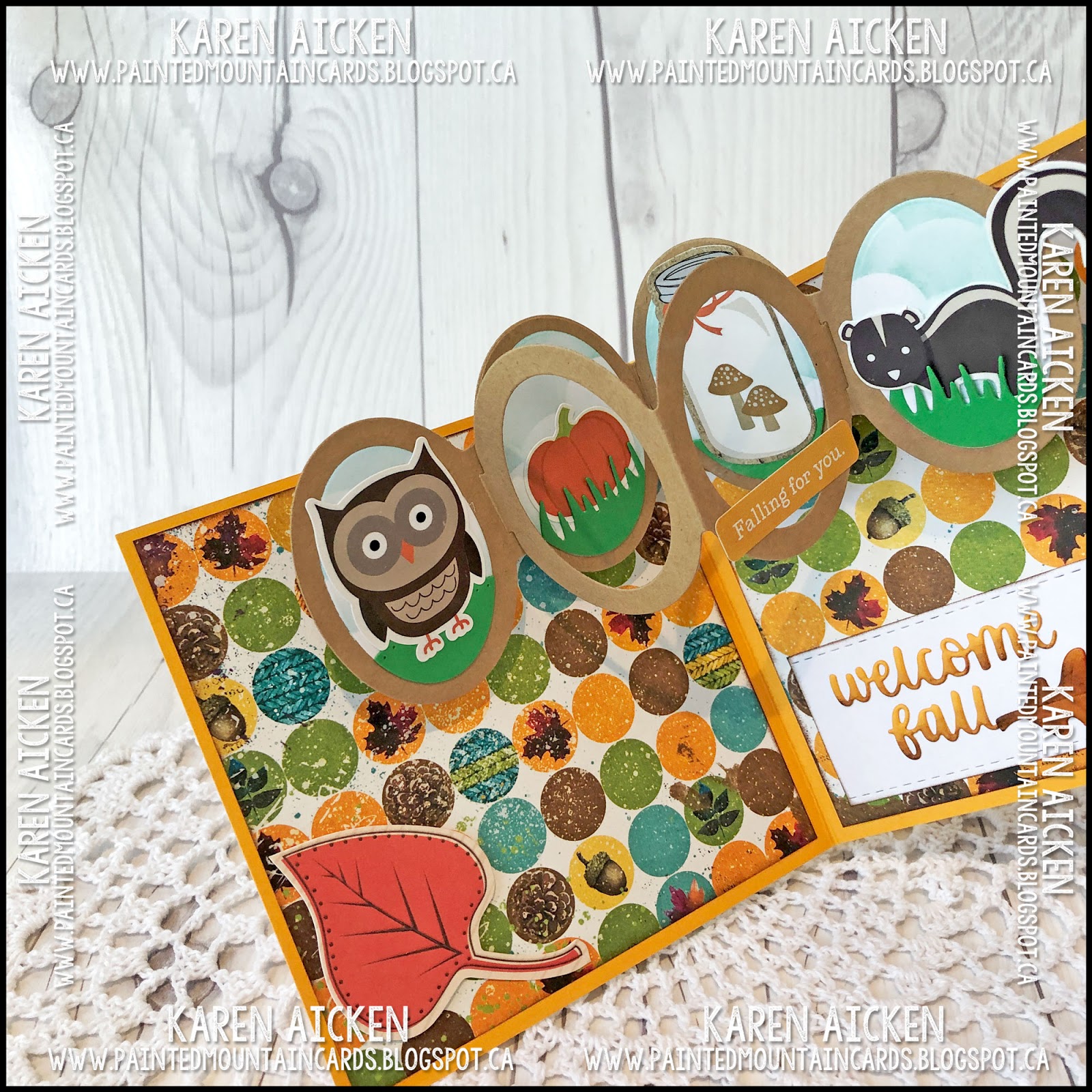 Painted Mountain Cards: Fall Critter Oval Frames Pop Up